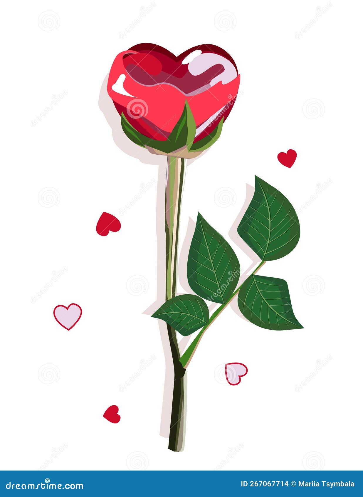 Realistic Vector Illustration of a Red Rose in the Shape of a Heart ...