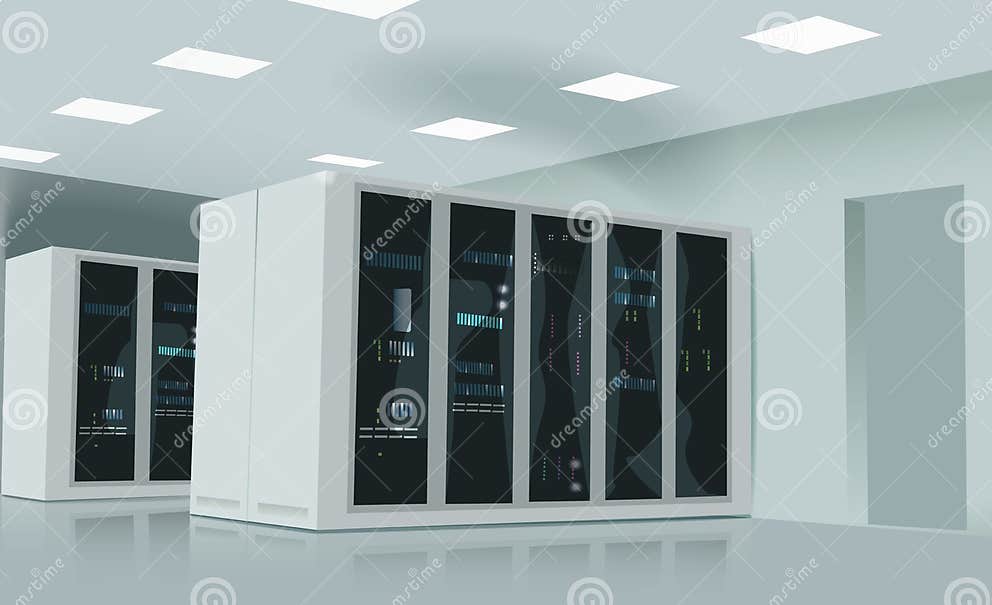 Realistic Vector Illustration of a Server Room. Realistic Stock Vector ...
