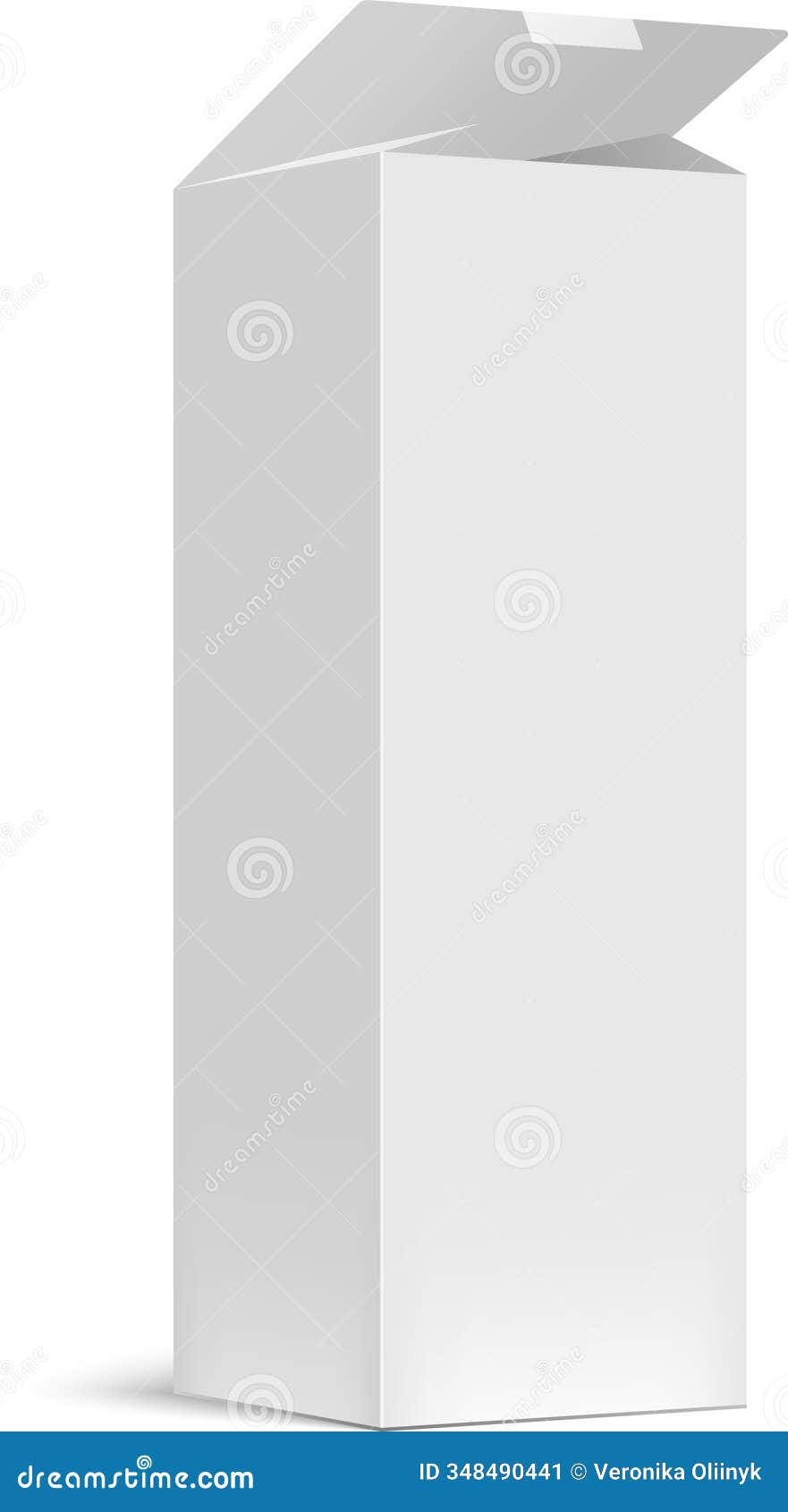 Realistic Vector Illustration of a Tall, Slender White Cardboard Box ...