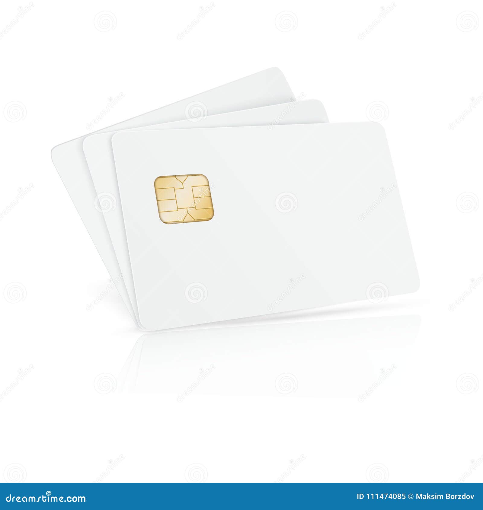 Blank Chip Credit Card On Abstract Blue Background Vector Illustration ...