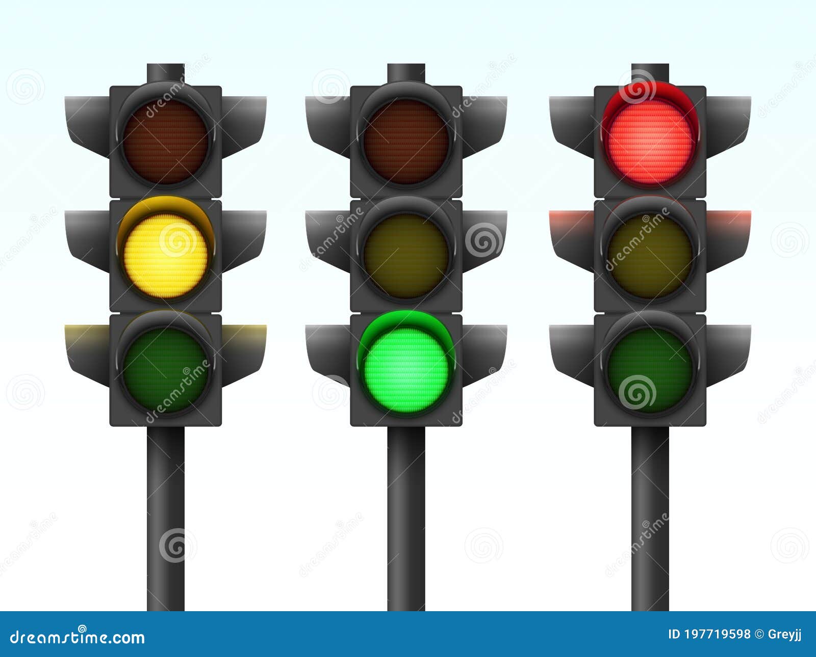 Realistic Vector Illustration of Three Traffic Lights Stock Vector ...