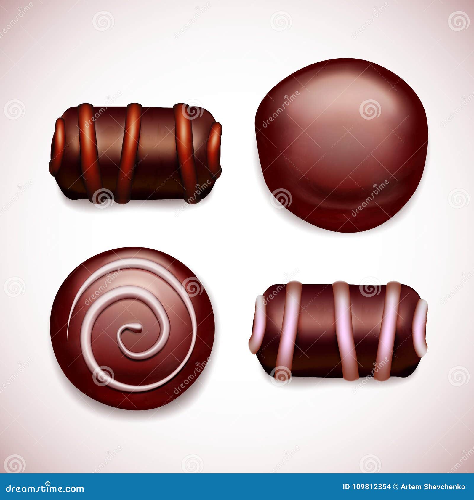 Set of Sweet Chocolate Candies Maded with Dark and White Chocolate ... Set of Sweet Chocolate Candies Maded with Dark and White Chocolate ...