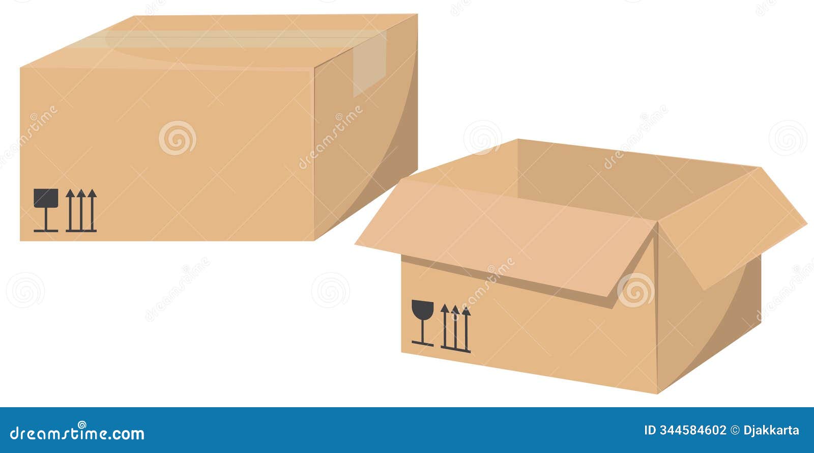 Realistic Vector Illustrations of Cardboard Boxes for Delivery ...
