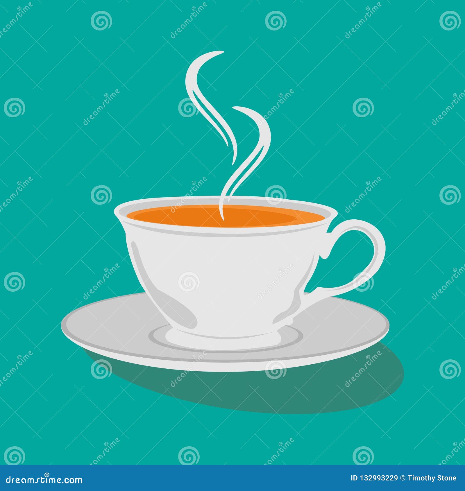 Realistic Vector Image of Cup of Tea on Colored Background. Stock ...