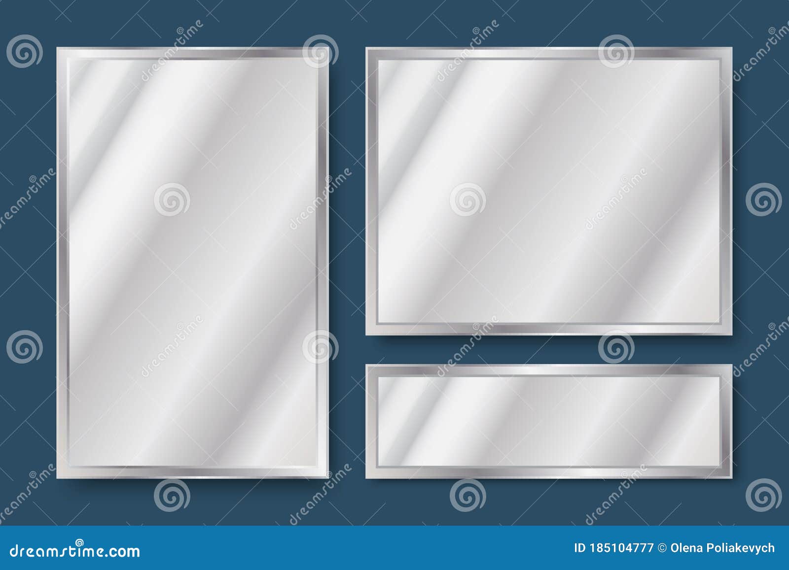 Realistic Vector Image of Mirrors. Background Set of Glass Textures ...
