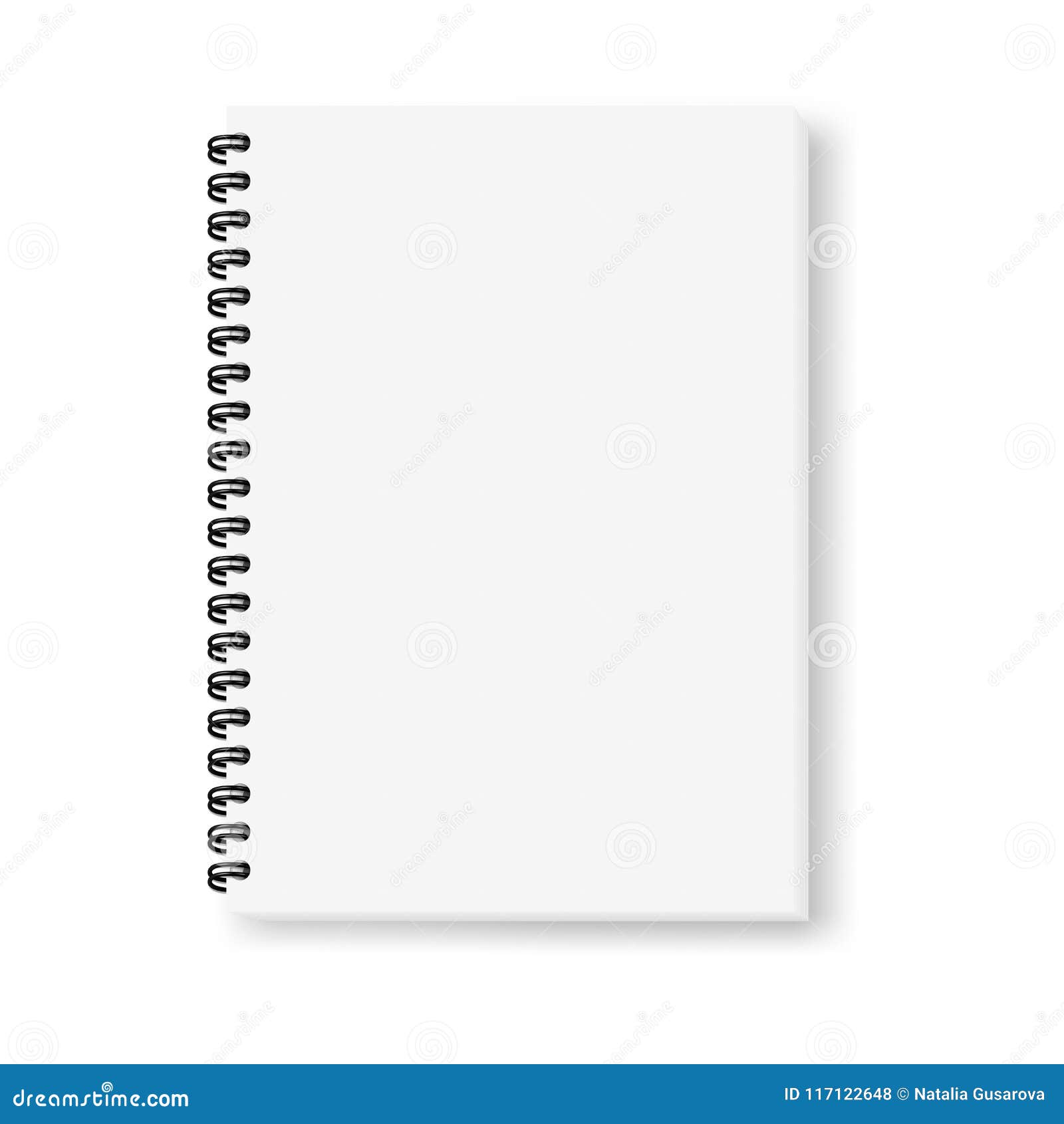 Realistic Vector Mock-up of an Open Notepad with a Black Spiral. Stock ...