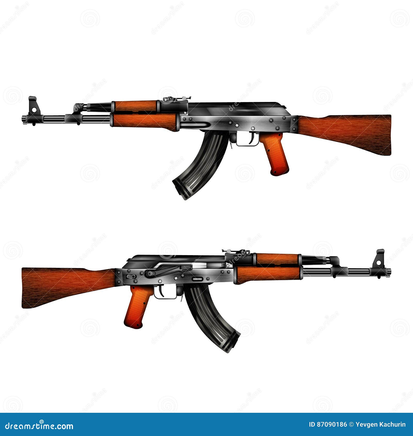 Realistic Vector of a Kalashnikov AK-47 Stock Vector - Illustration of ...