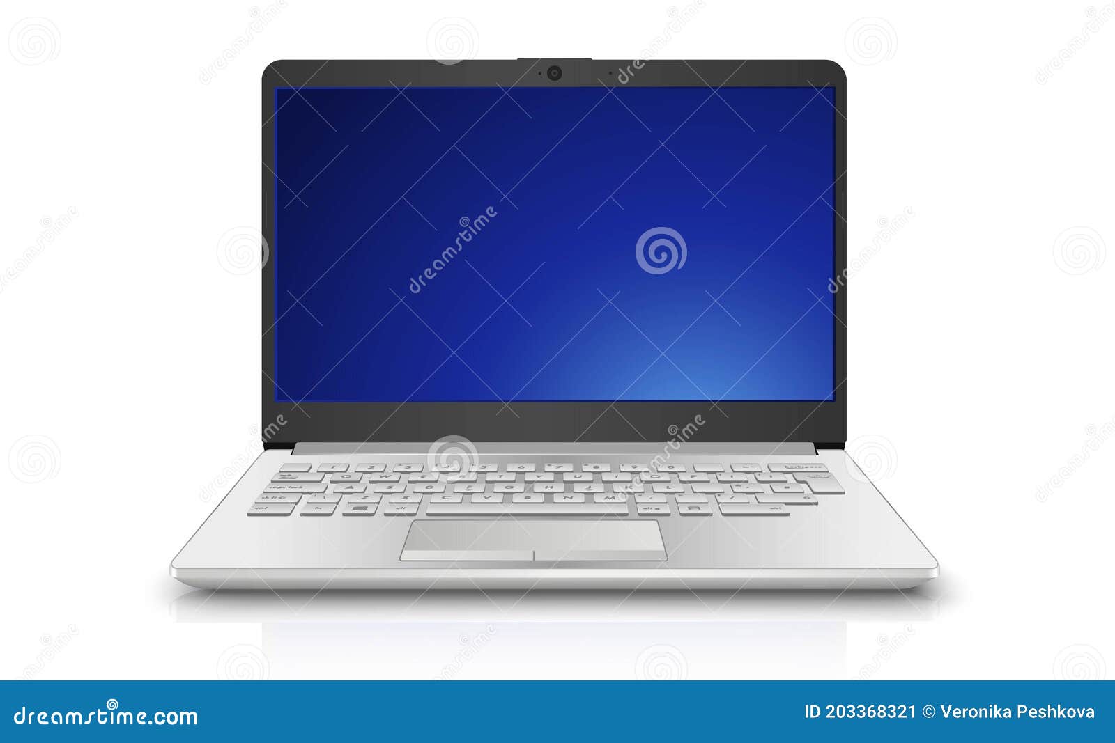 Realistic Vector Laptop Computer Front View. Isolated on White ...