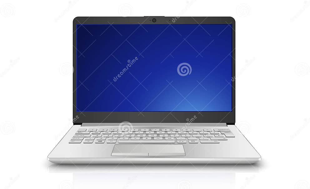 Realistic Vector Laptop Computer Front View. Isolated on White ...