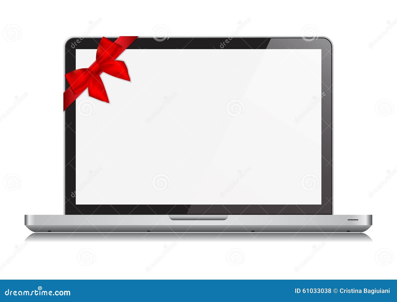 Realistic Vector Laptop with Gift Ribbon Stock Vector - Illustration of ...