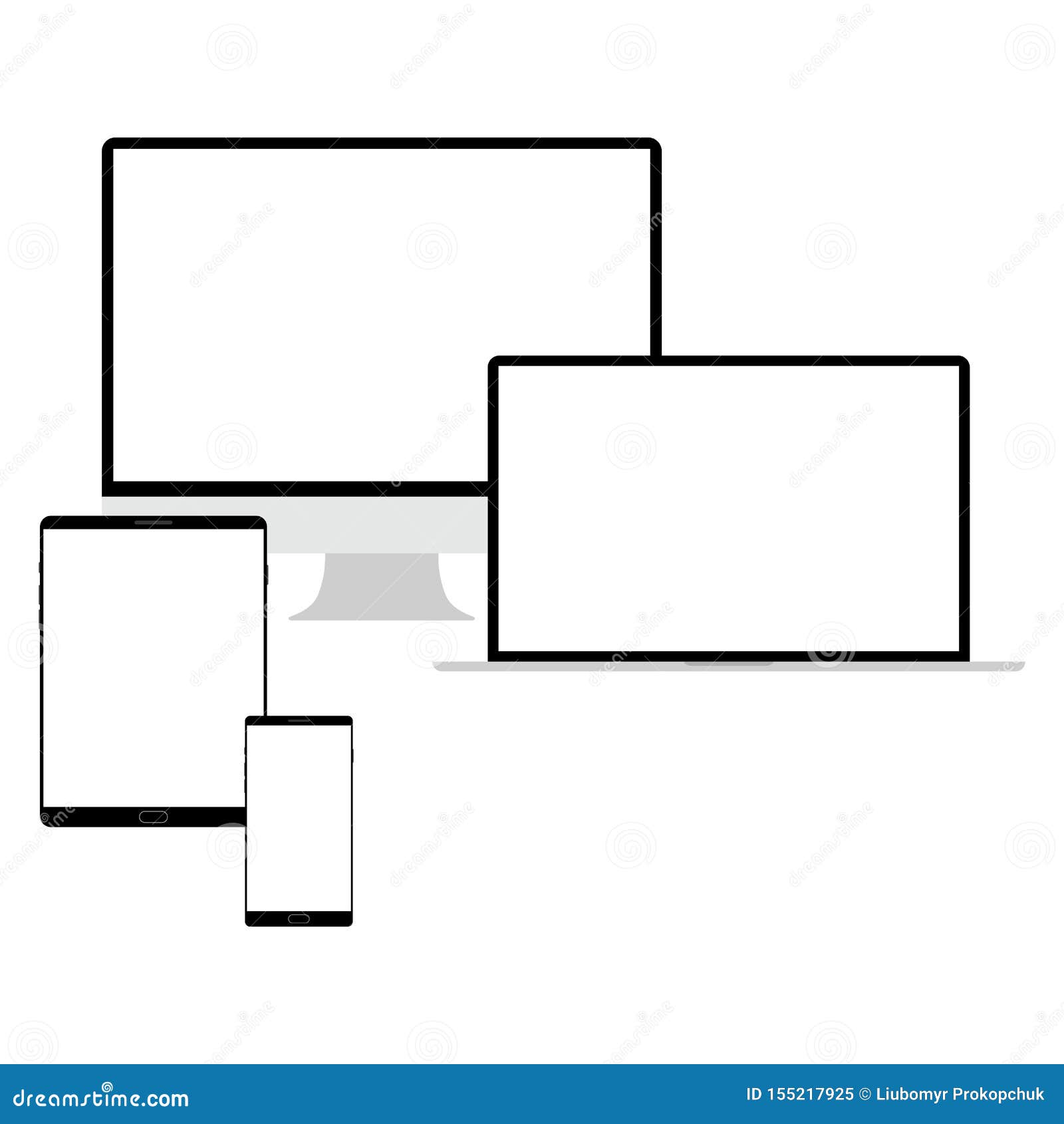 Realistic Vector Laptop, Tablet Computer, Monitor and Mobile Phone ...