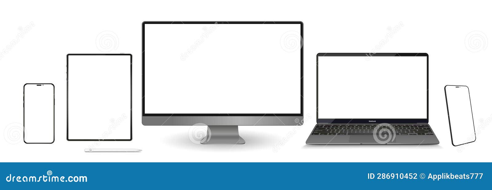 Realistic Vector Laptop, Tablet Computer, Monitor and Mobile Phone ...