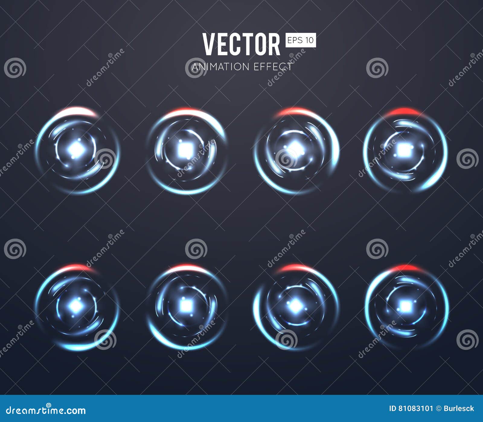 Realistic Vector Light Effect Rotating Animation Set for Spinning ...