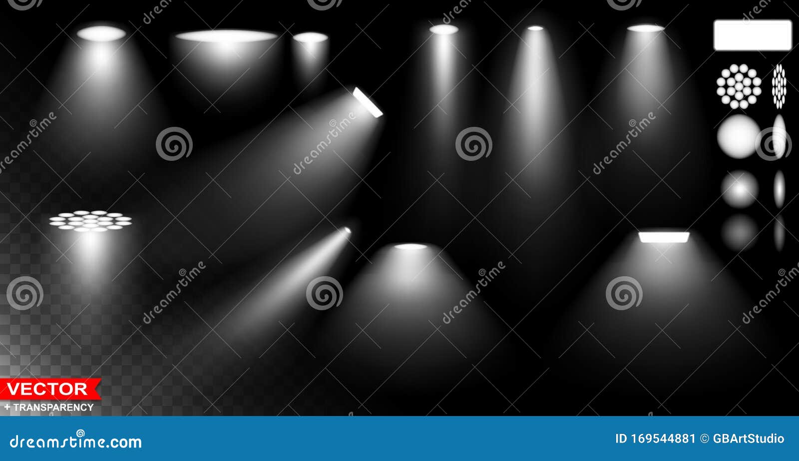 Realistic Vector Light Effect with White Spotlight Stock Vector ...