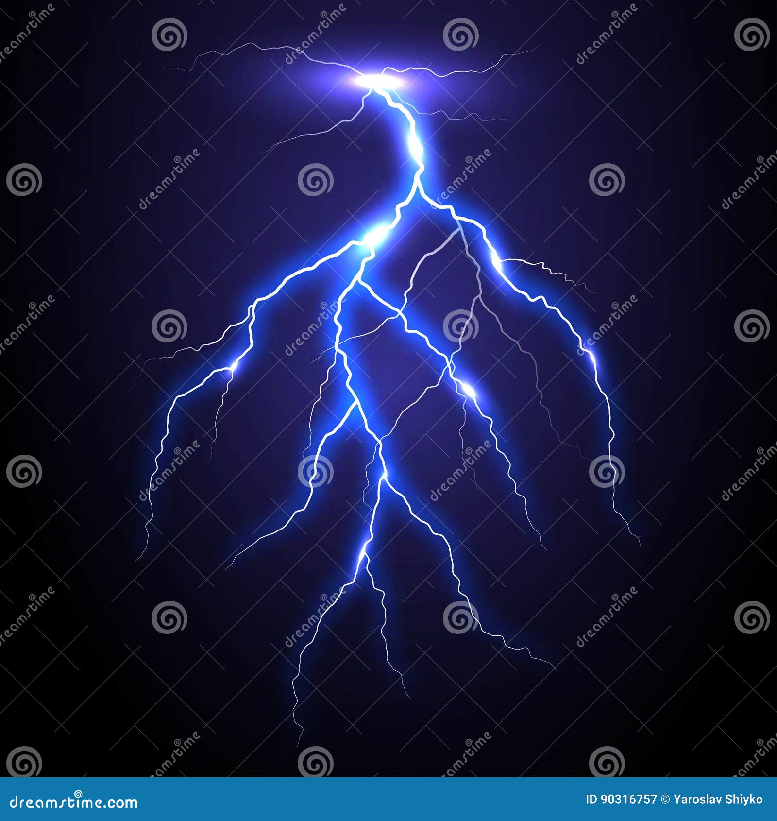 Realistic Vector Lightning on Checkered Background. Bright, Electric ...