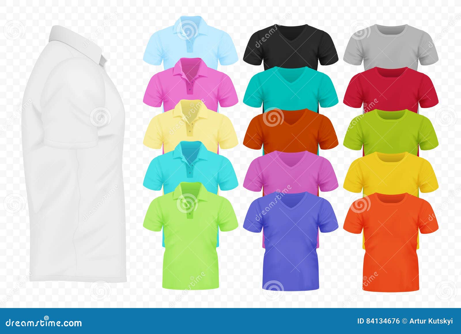 Realistic Vector Men T-shirt Set. Full Editable Different Colors Tshirt ...