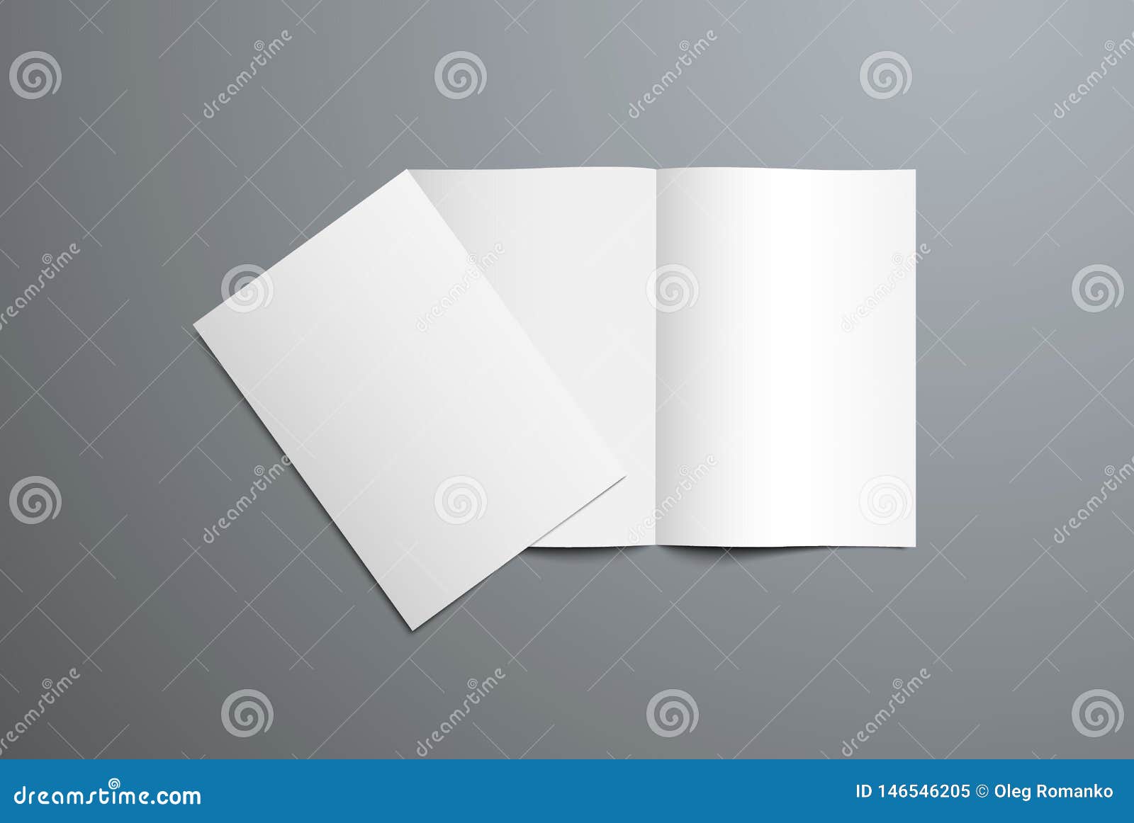 Realistic Vector Mockup of Open and Closed Bi-fold Brochure Stock ...