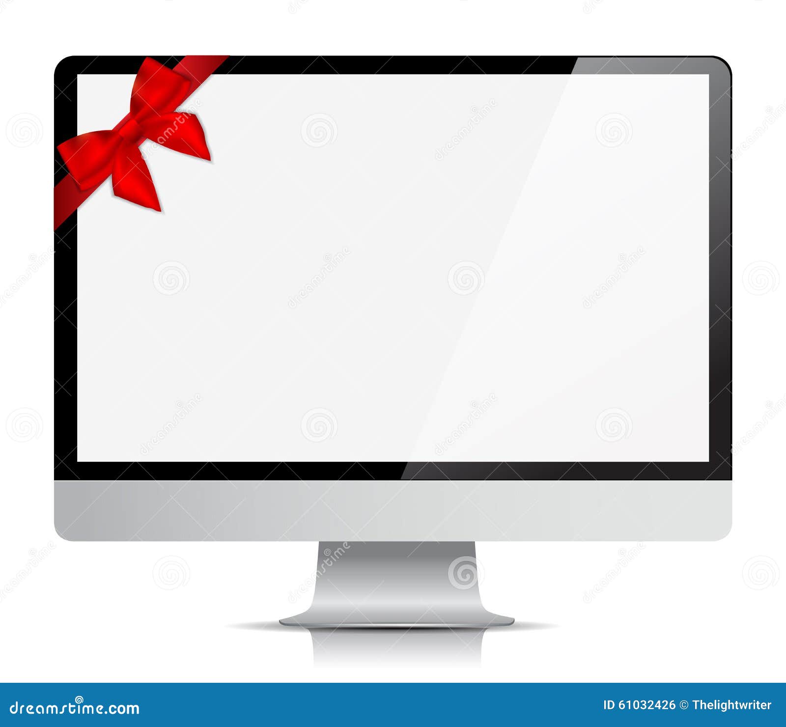 Realistic Vector Monitor with Gift Ribbon Stock Illustration ...