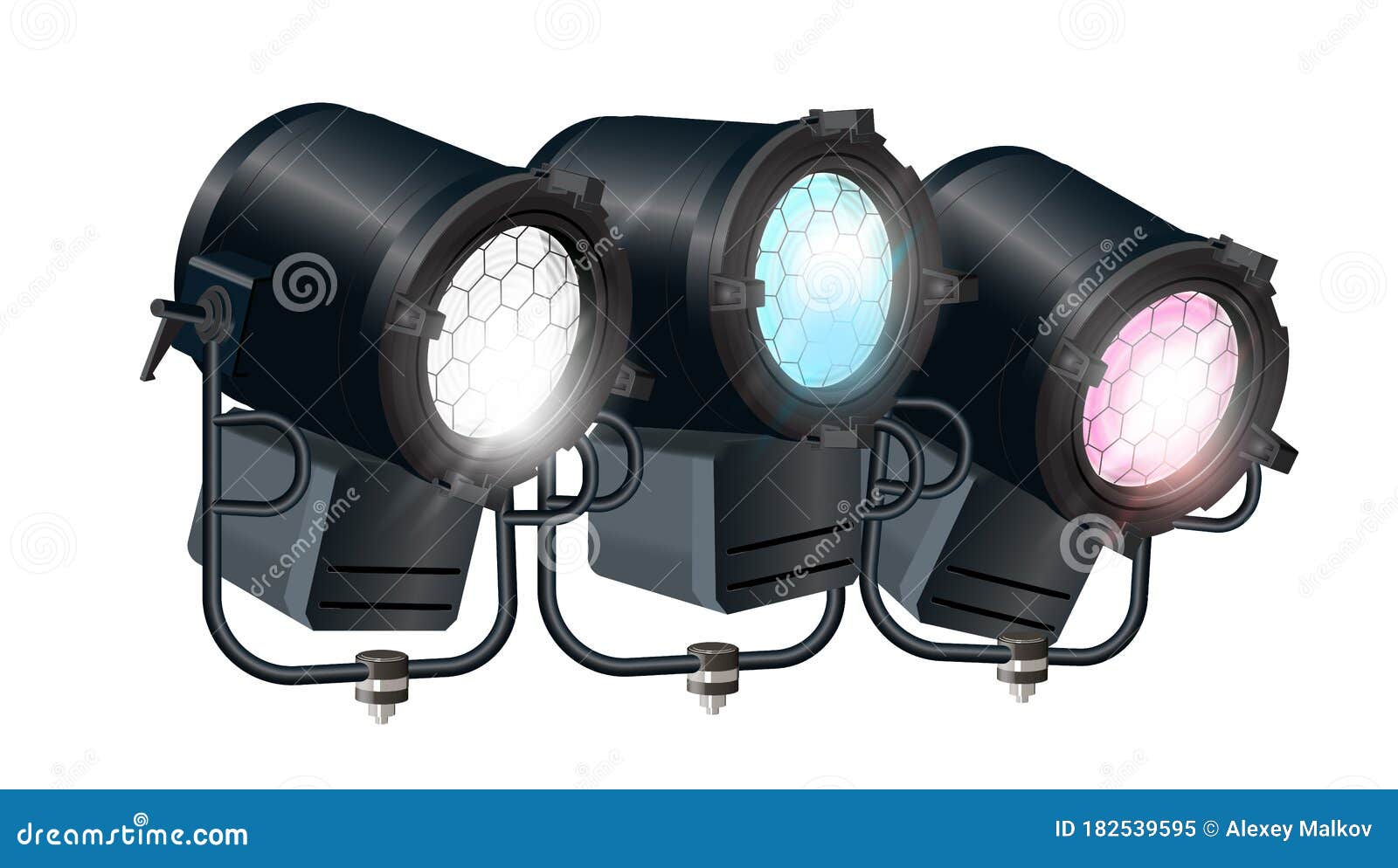 Realistic Vector Multi-colored Floodlights, Spotlights, Studio Lights ...