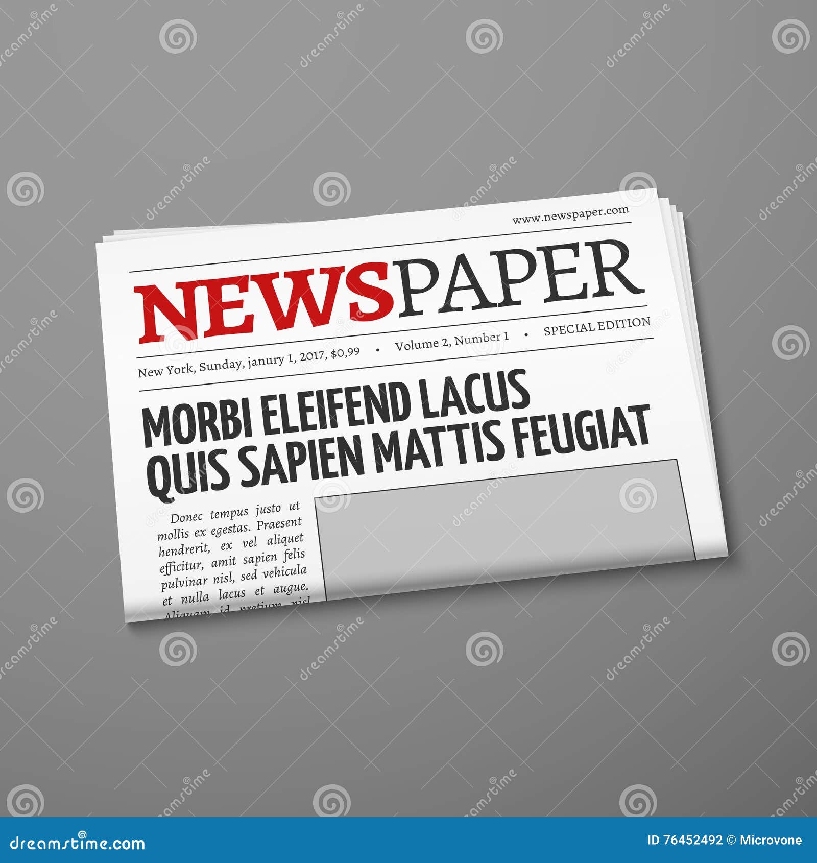 Newspaper Front Page With Several Columns And Photos. Vector Magazine ...