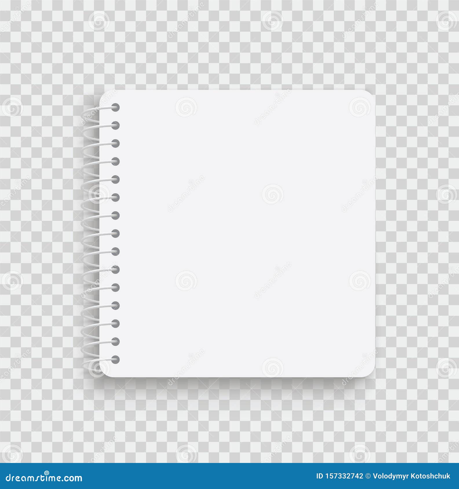 Realistic Vector Notebook on Transparent Background. Front View Stock ...