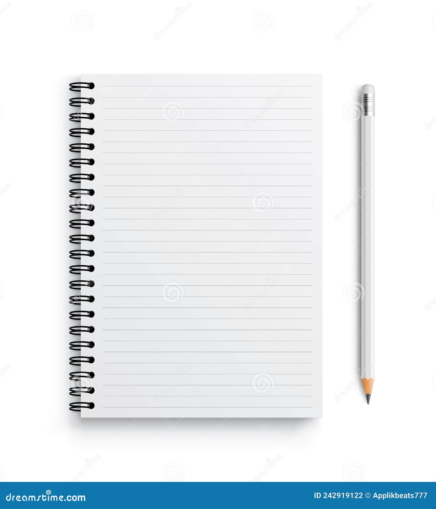 Realistic Vector Notebook and White Pancil. Front View Stock Vector ...