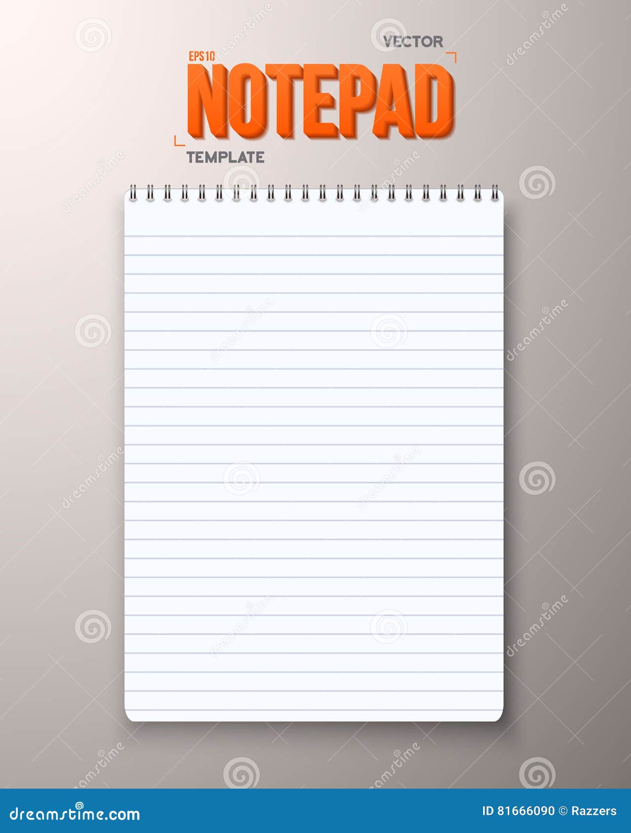 Realistic Vector Notepad Office Equipment Stock Vector - Illustration ...