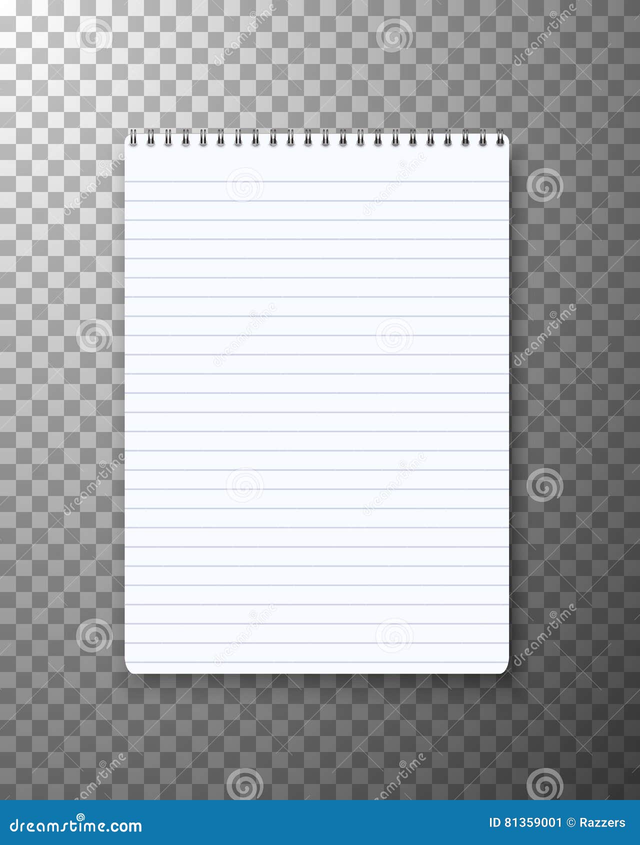 Realistic Vector Notepad Office Equipment. Paper Notepad on Transparent ...