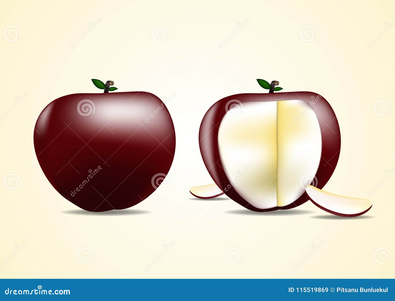 Realistic Vector Object, Apple Stock Vector - Illustration of closeup ...