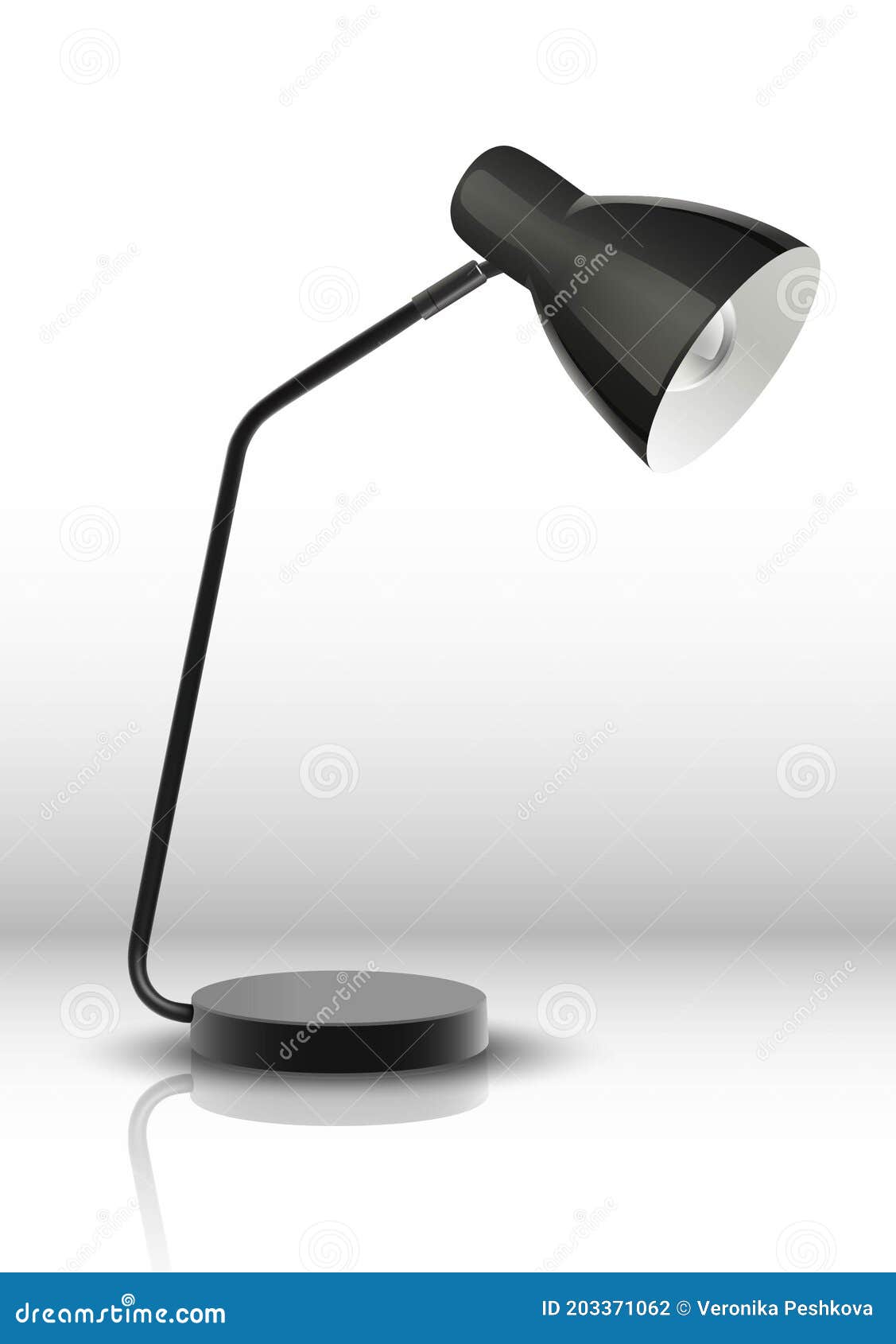 Realistic Vector Office Table Studying Black Lamp. Isolated ...