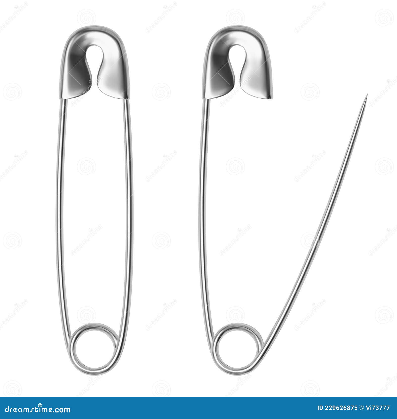 Realistic Vector Open and Closed Sewing Safety Pin. Stock Vector ...