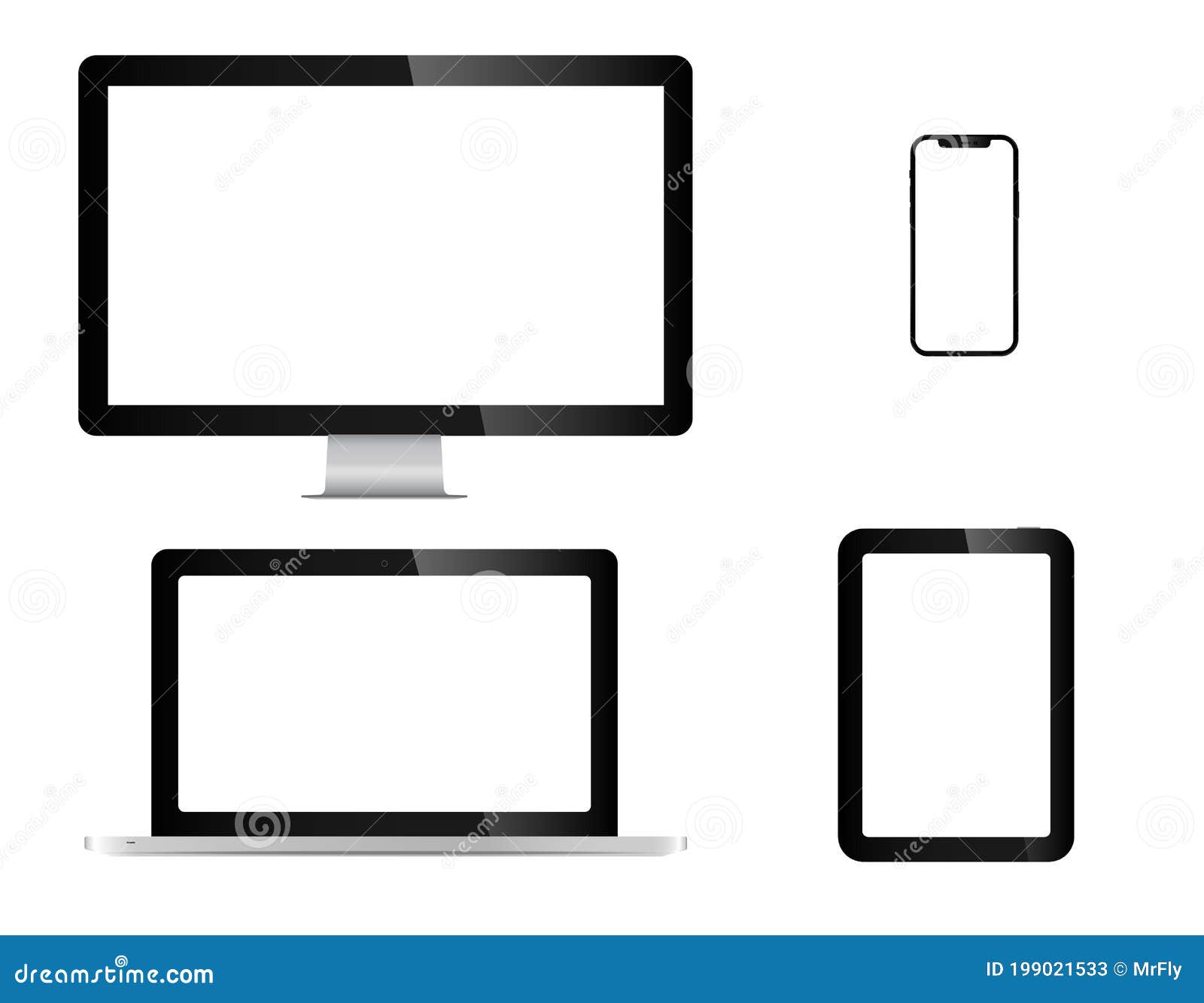 Realistic Vector Phone, Tablet, Computer and Laptop Stock Vector ...