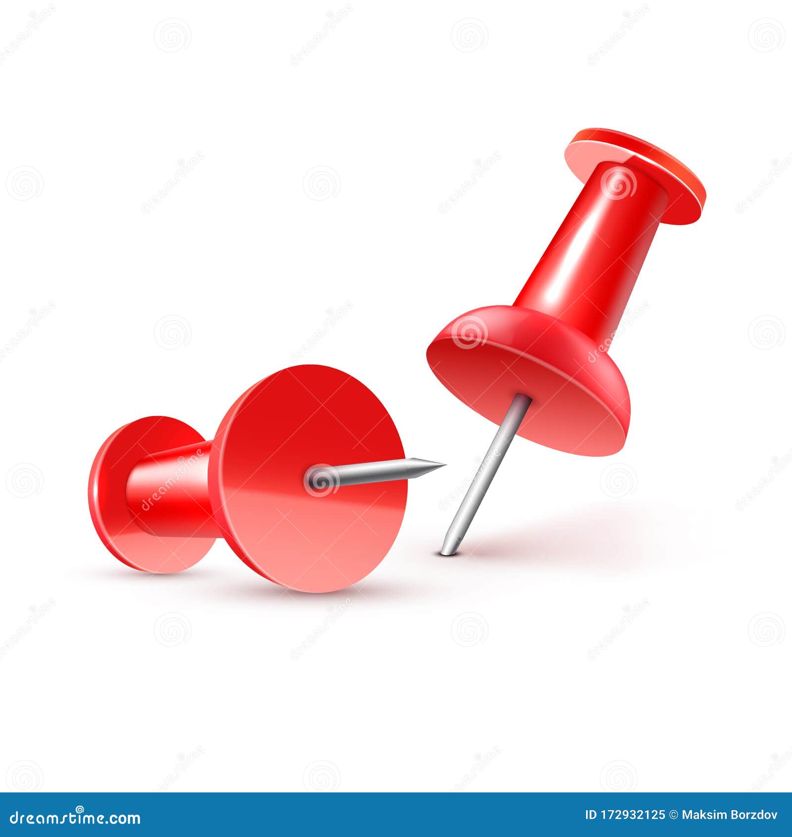 Realistic Vector Plastic Glossy Red Push Pin 3D Vector Icon on White ... Realistic Vector Plastic Glossy Red Push Pin 3D Vector Icon on White ...
