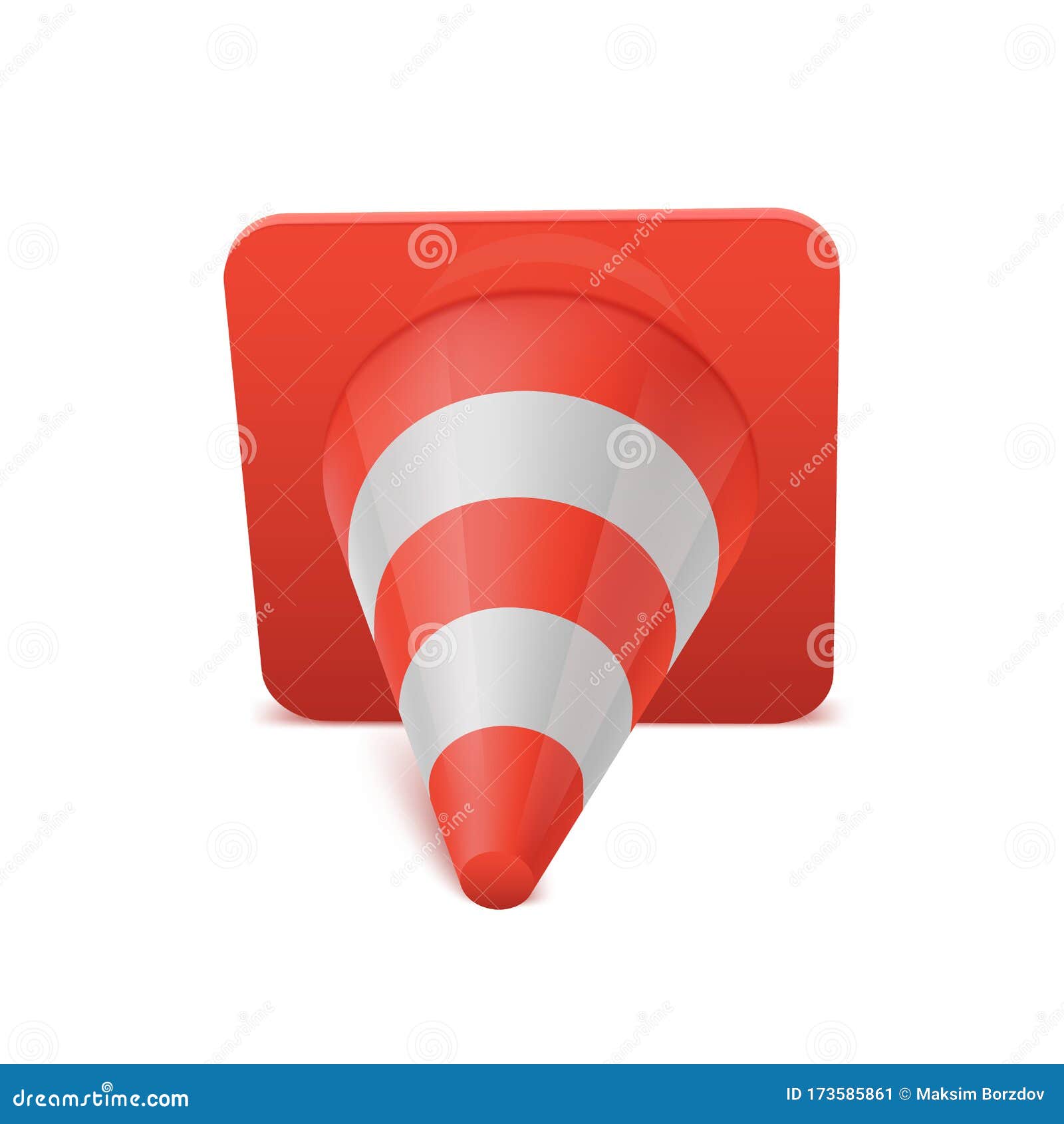 Realistic Vector Plastic Red Road Cone. White Striped Traffic Cones ...