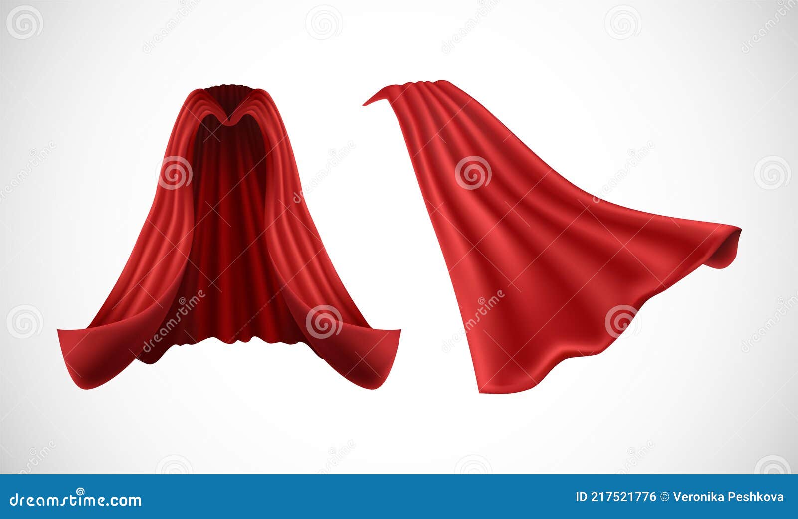 Realistic Vector Red Cape Front and Side View, Isolated on White ...