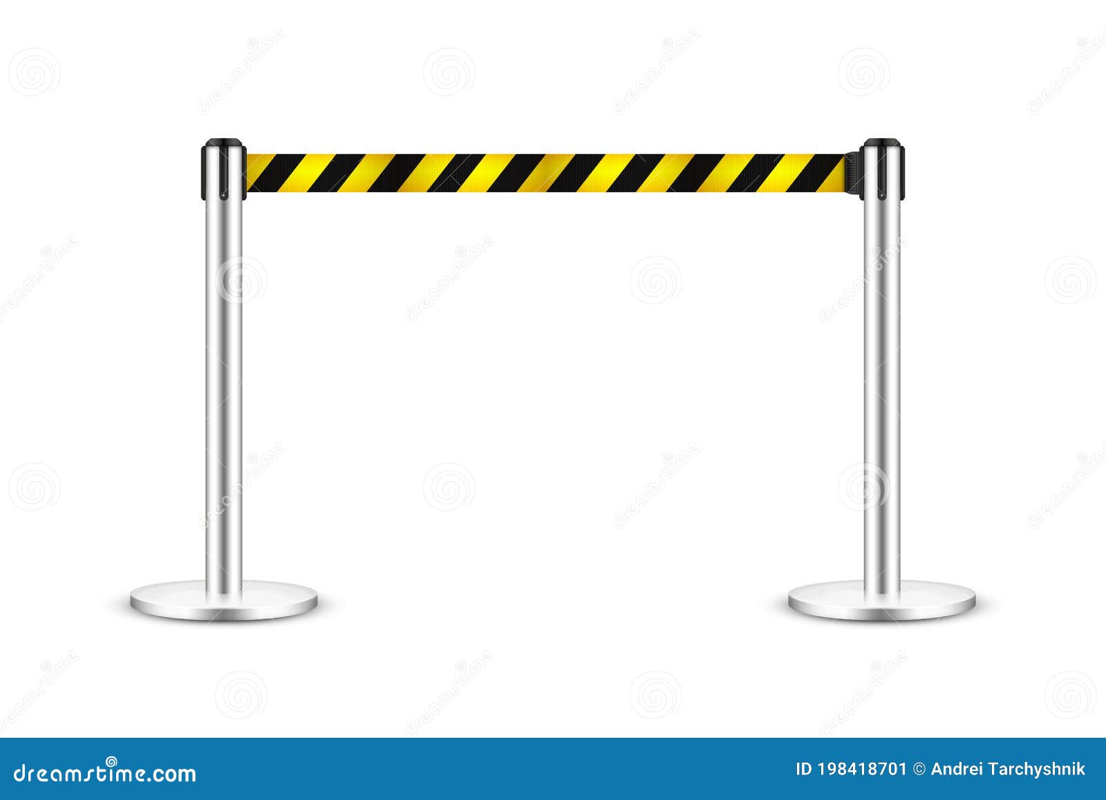 Realistic Vector Retractable Belt Stanchion. Crowd Control Barrier ...