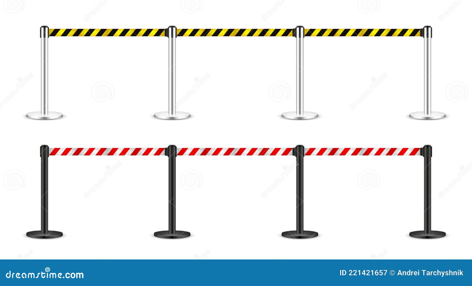 Realistic Vector Retractable Belt Stanchion. Crowd Control Barrier ...