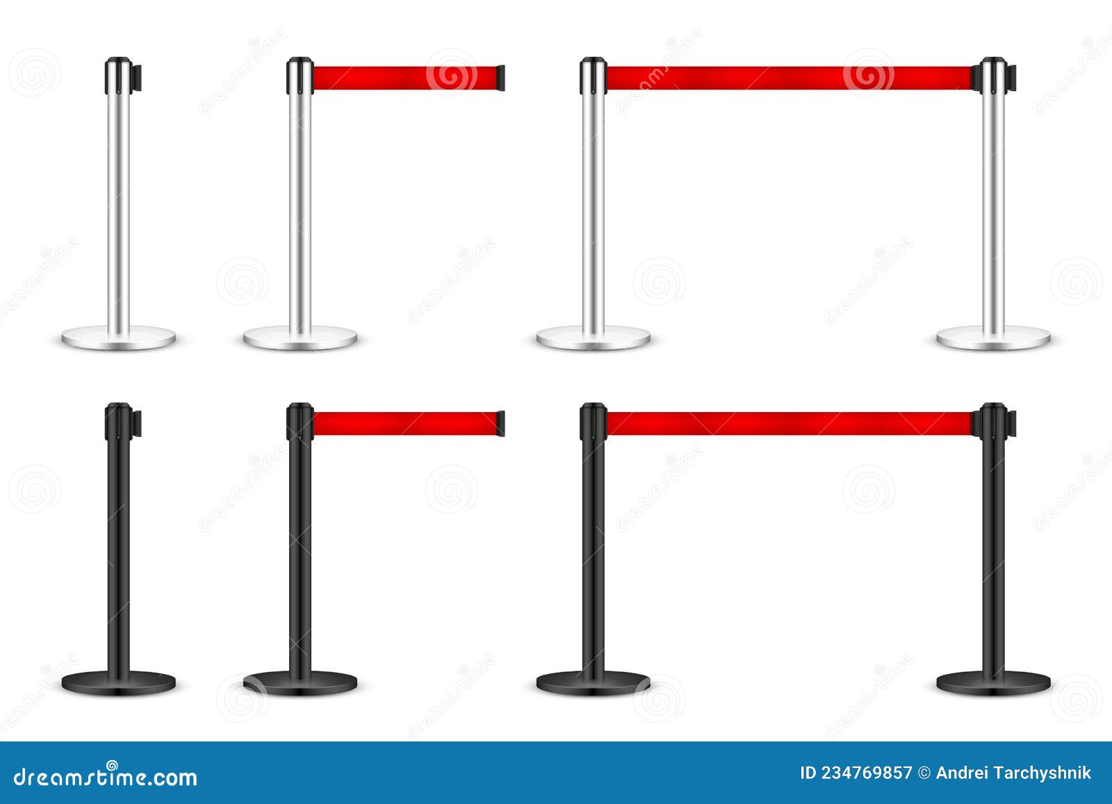 Realistic Vector Retractable Belt Stanchion. Crowd Control Barrier ...