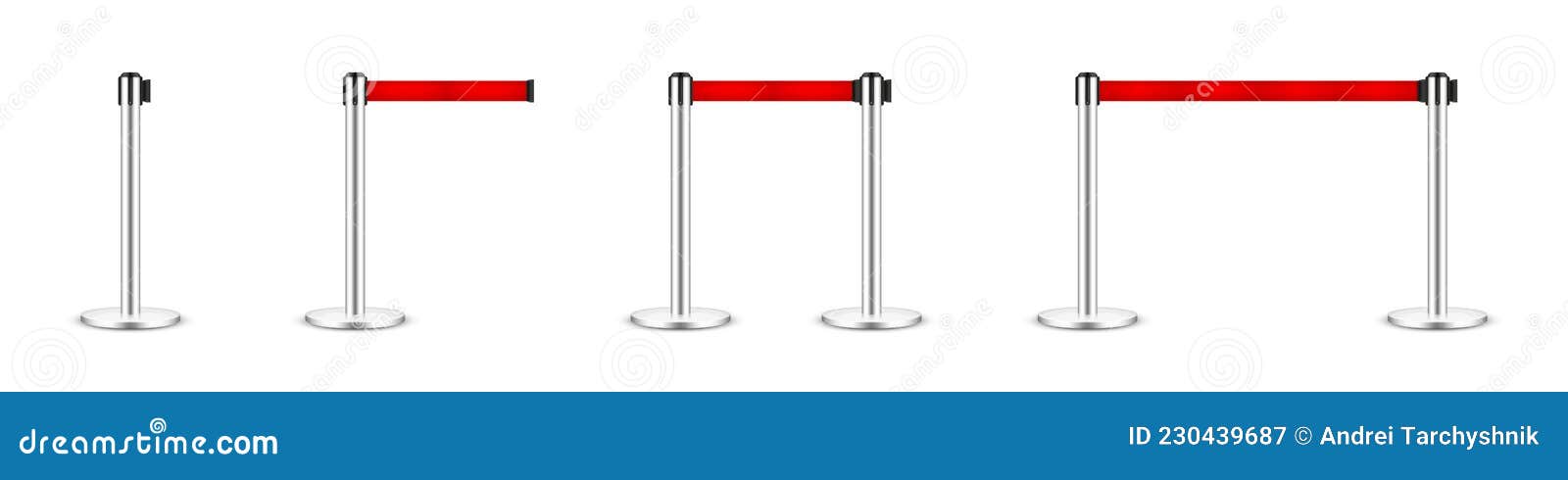 Realistic Vector Retractable Belt Stanchion. Crowd Control Barrier ...