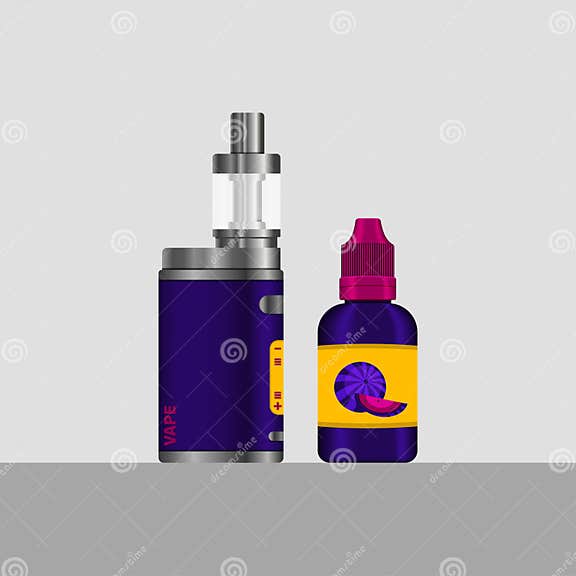 Realistic Vector Set of Electronic Cigarettes and E-liquid for Vaping ...
