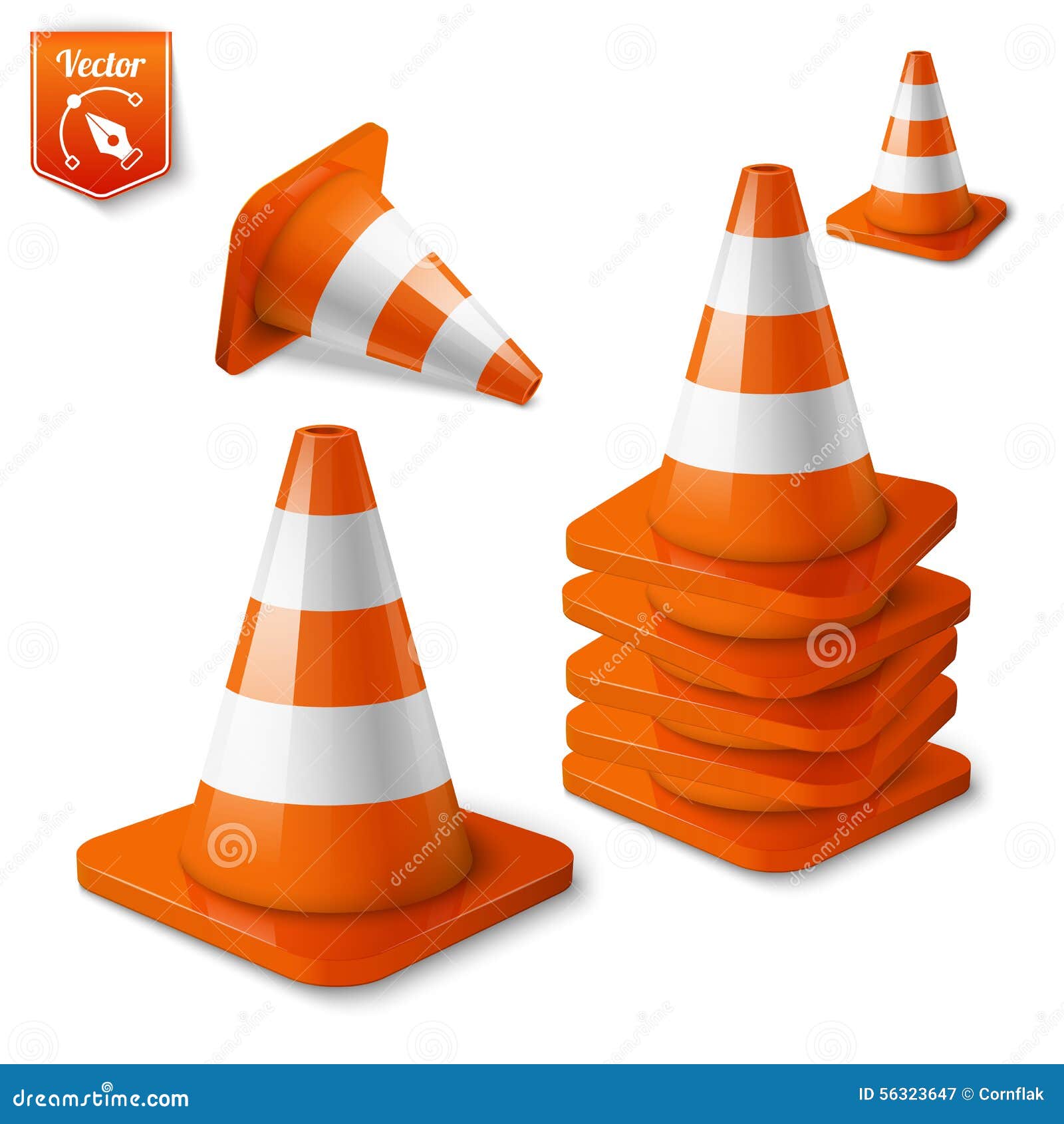 An Orange Road Hazard Cone Isometric 3d Icon Cartoon Vector ...
