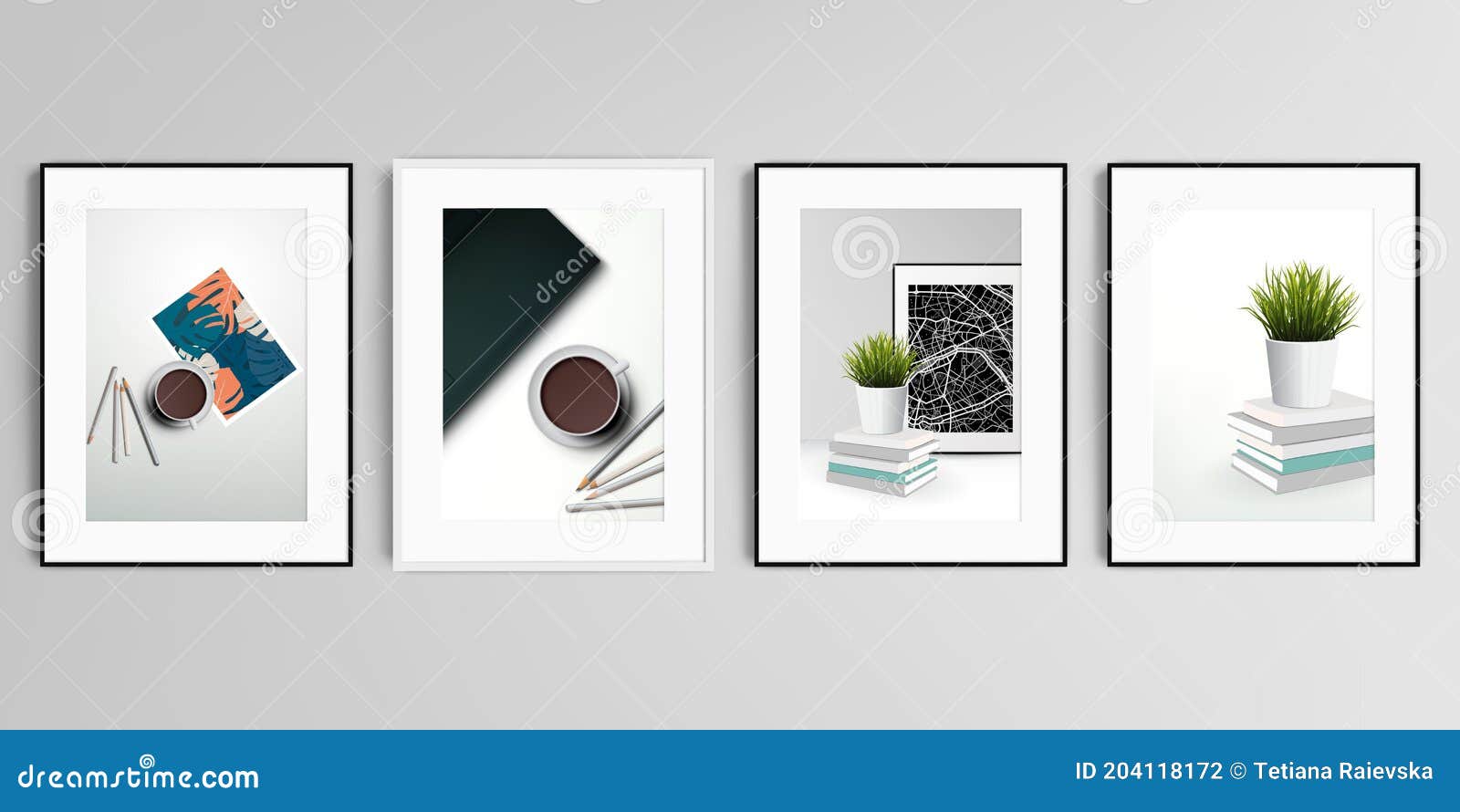 Realistic Vector Set of Picture Frames in A4 Format Isolated on Gray ...
