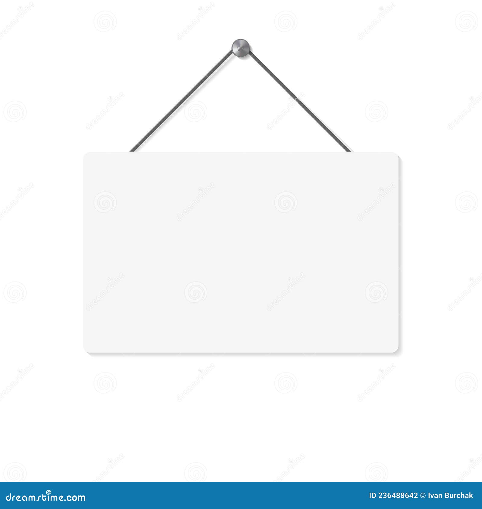 Blank White Hanging Sign. Vector Illustration Isolated on White Stock ...