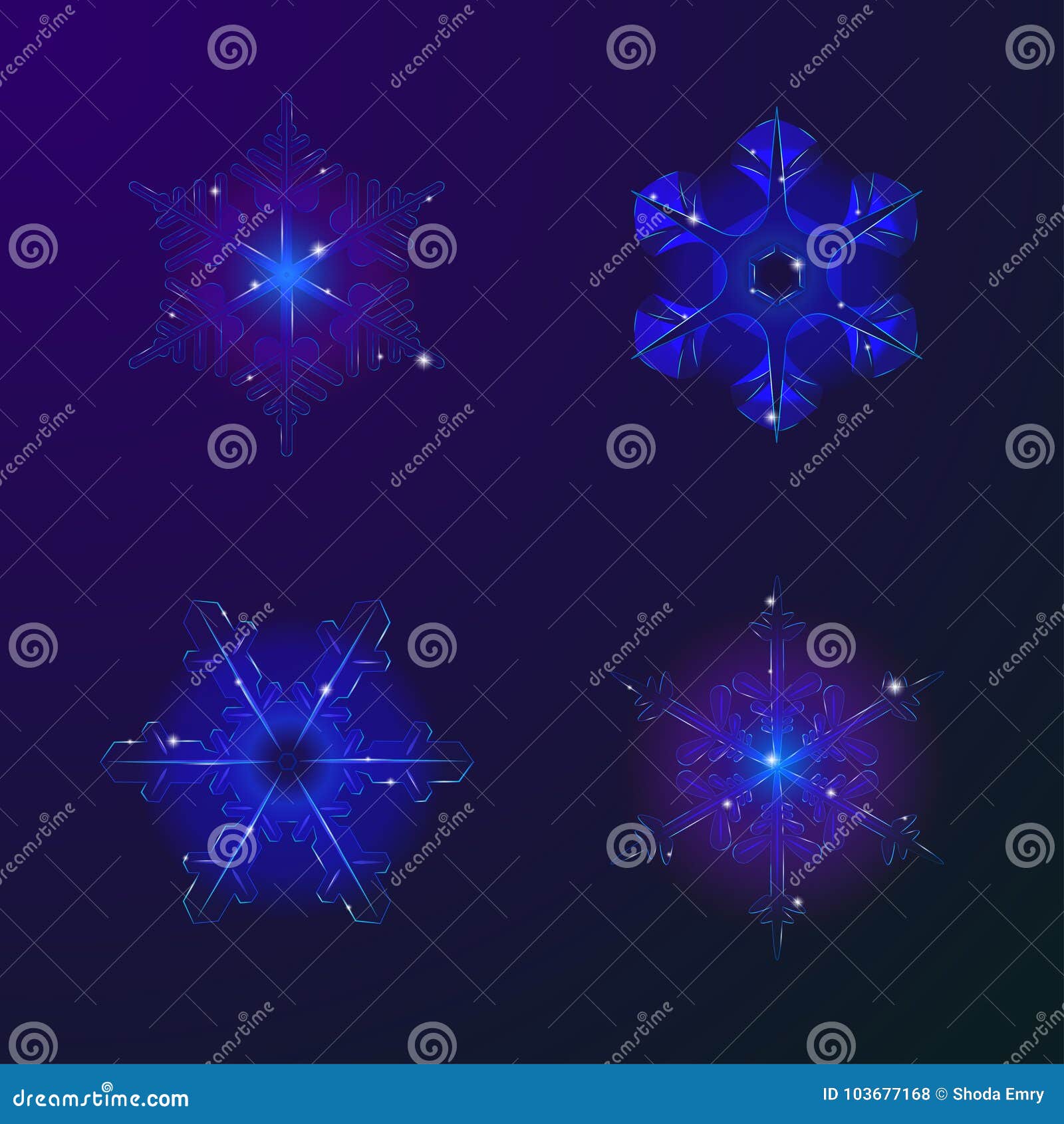 Realistic Vector Snowflakes Stock Vector - Illustration of dark ...