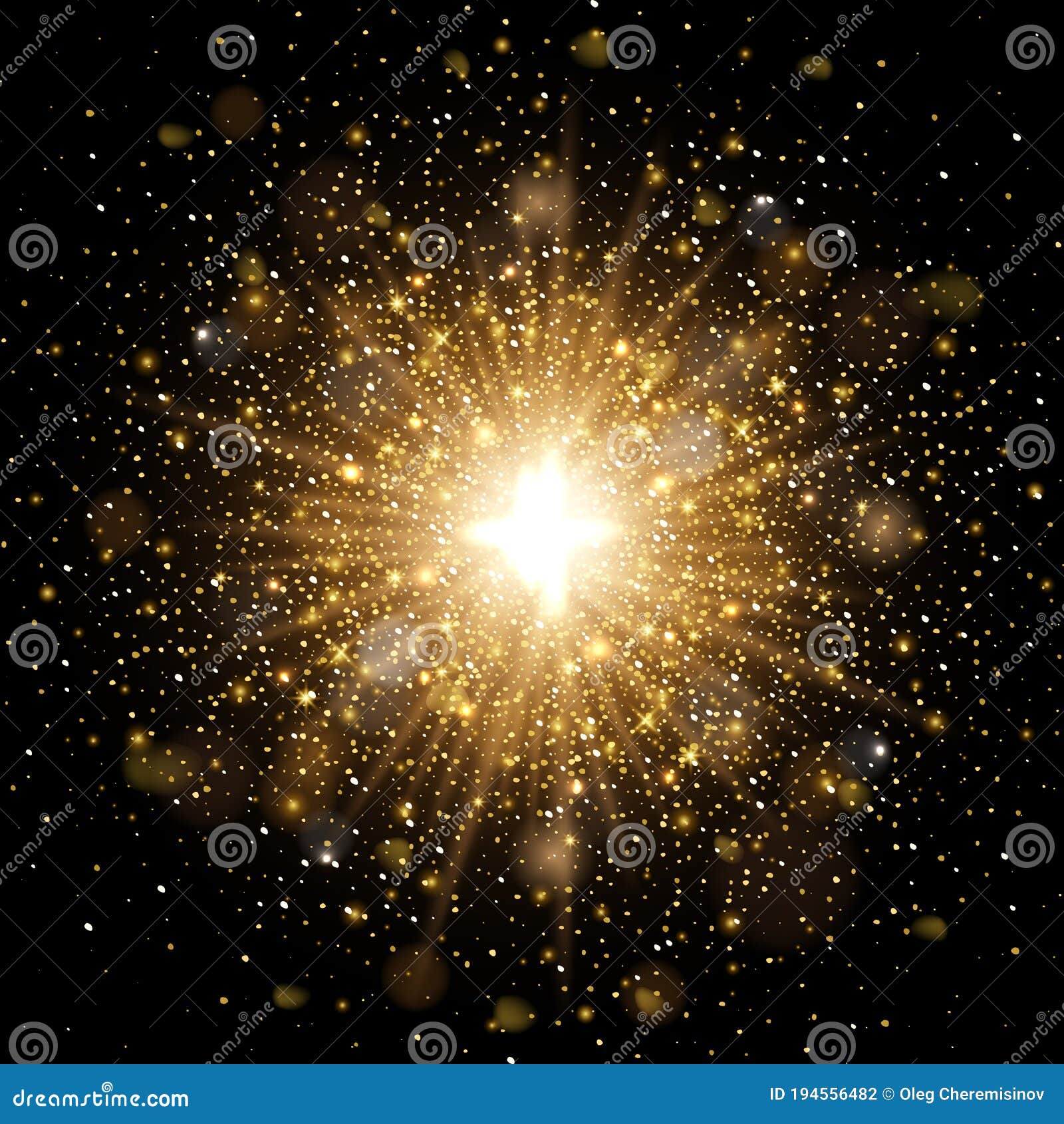 Realistic Vector Sparkling Magic Lights on Black Stock Vector ...