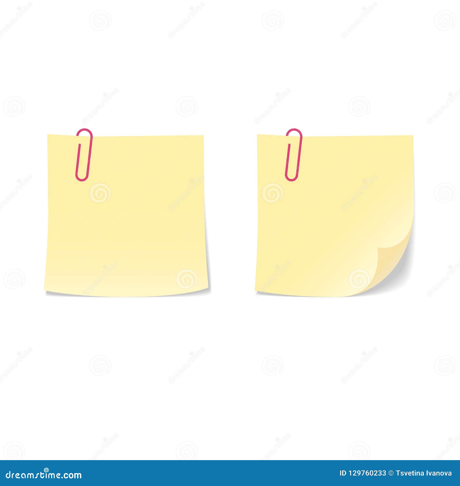 Realistic Vector Sticky Notes with Paperclip. Stock Vector ...