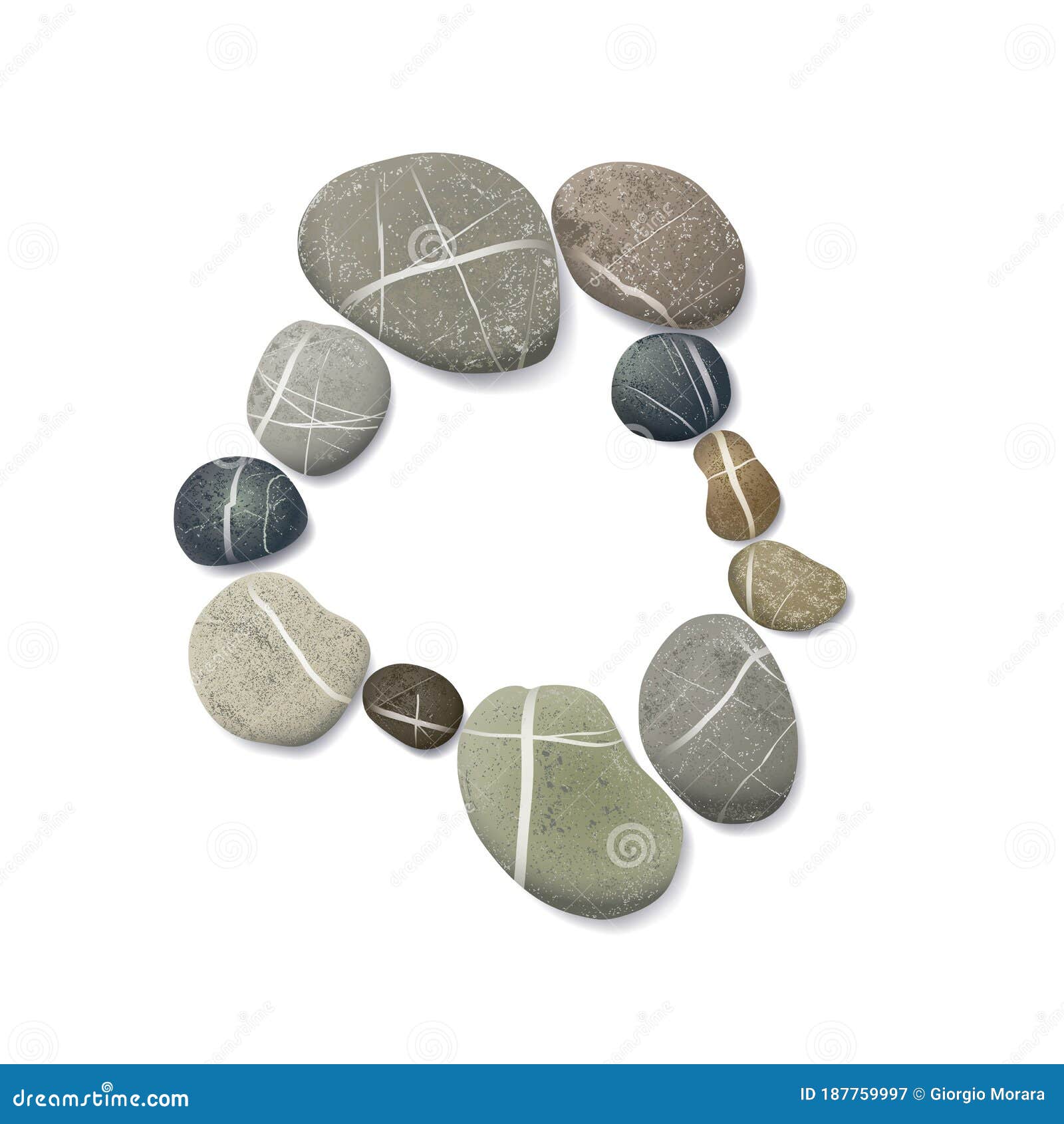 Realistic Vector Striped Pebbles Circle Stock Illustration ...