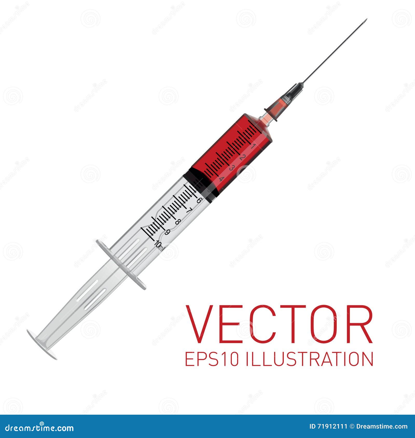 Realistic Vector Syringe with Drop Red Blood Liquid Stock Vector ...