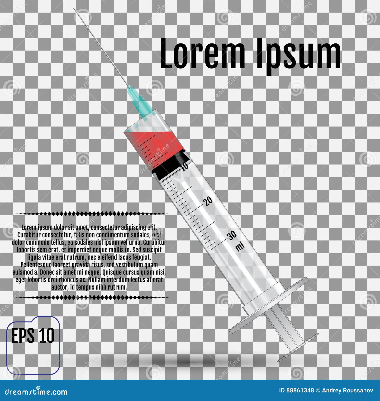 Realistic Vector Syringe on Transparent Background Stock Vector ...