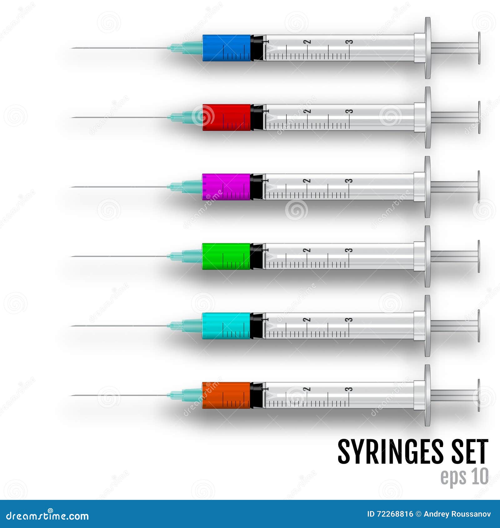 Realistic Vector Syringes with Colored Liquid. Stock Vector ...